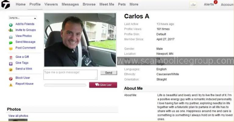 Romance Scam/Advance Fee Fraud: Carlos Adrian - Scampolice Group